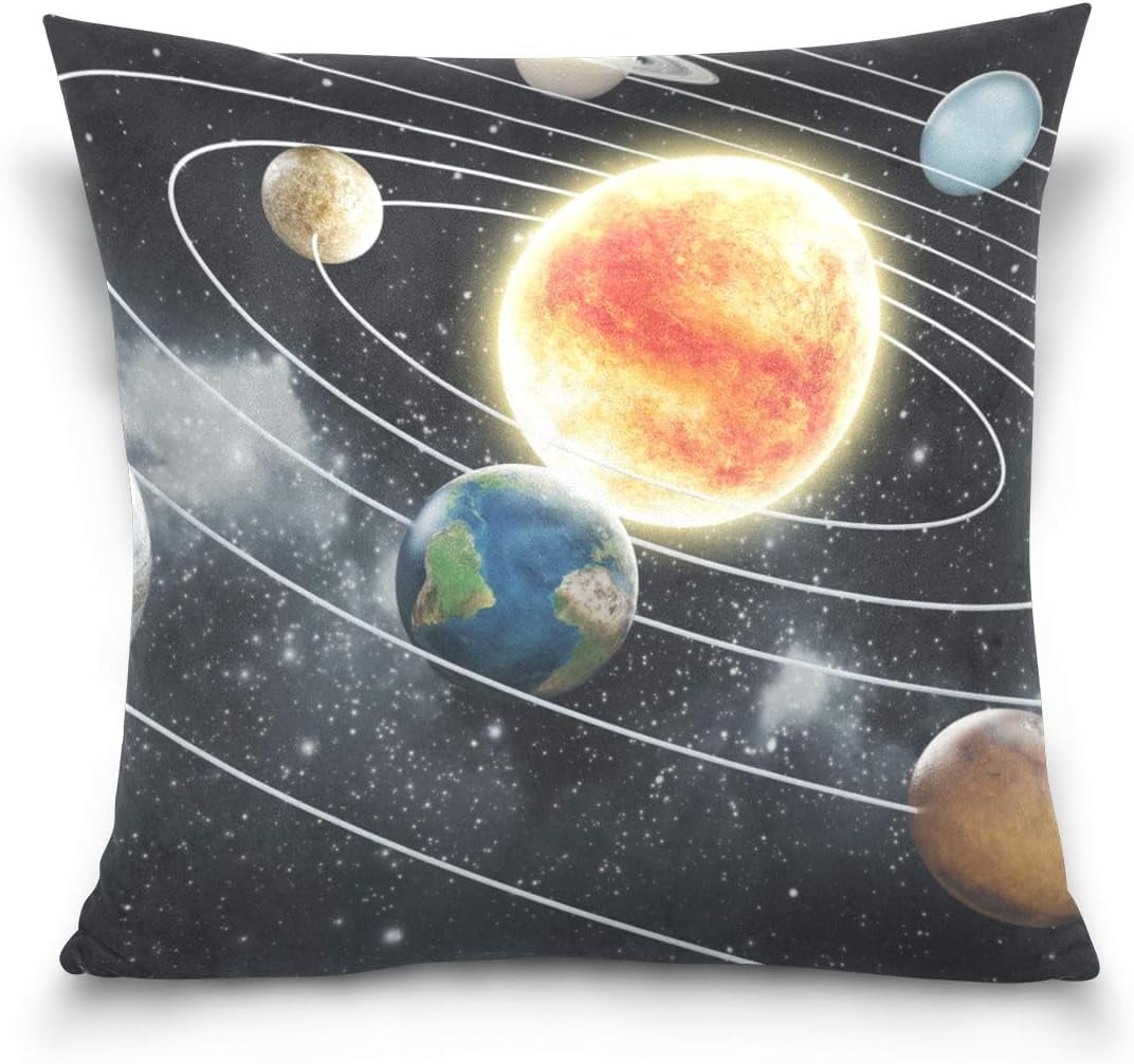 Hidove Solar System with Planets Velvet Oblong Lumbar Plush Throw ...