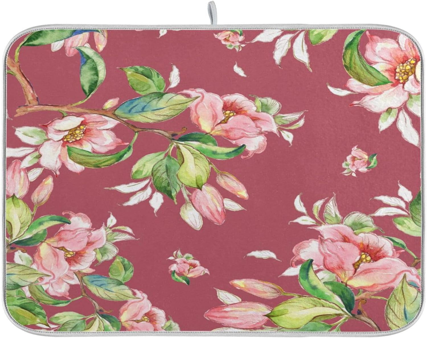 Hidove Spring Flowers Branches Red Kitchen Dish Drying Mat, 16'' x 18 ...