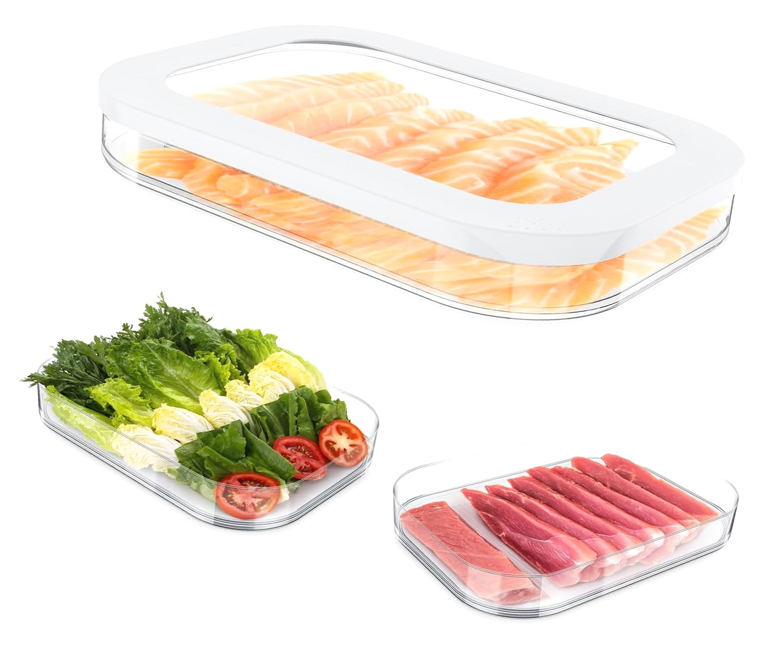 Hidove Stackable Meat Container with Drainage and Lid, Clear ...
