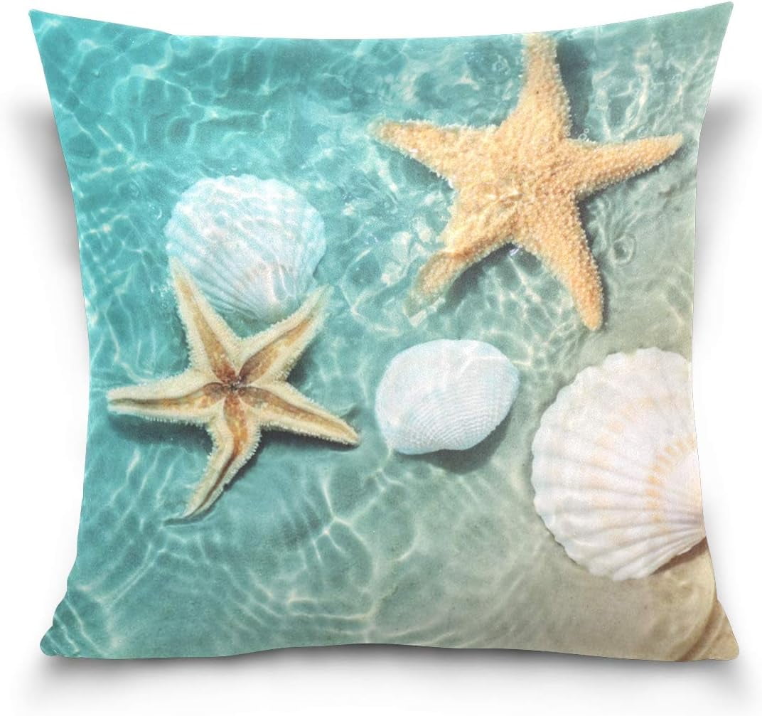 Hidove Starfish and Seashell On Summer Beach Velvet Oblong Lumbar Plush ...