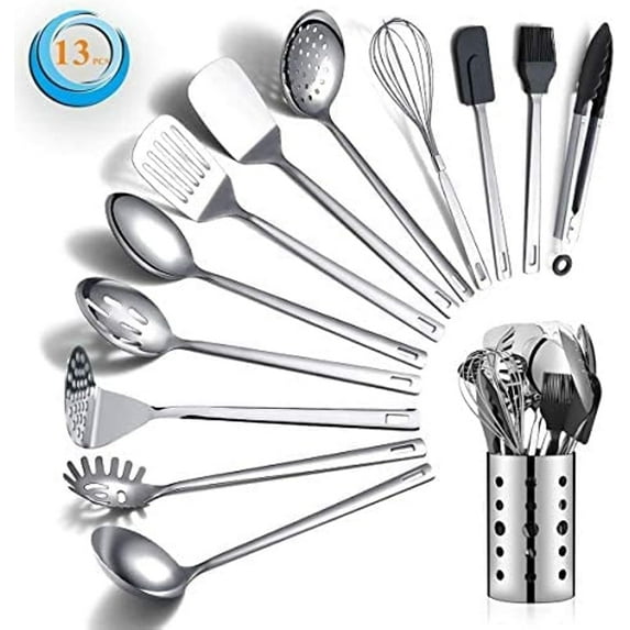 Hidove Steel Cooking Utensils Set, 13 Pieces Kitchen Utensils Set, Set ...