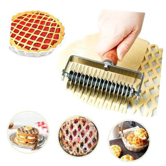 Hidove Steel Lattice Roller Cutter With Wood Handle Dough Baking for ...