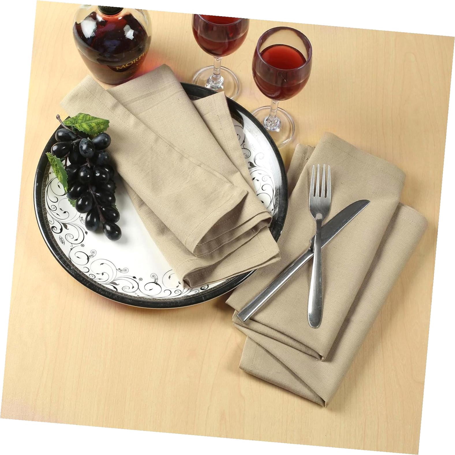 Hidove Table Napkins Cloth Dinner Cloth Cotton Linen Blend Fabric 12 ...