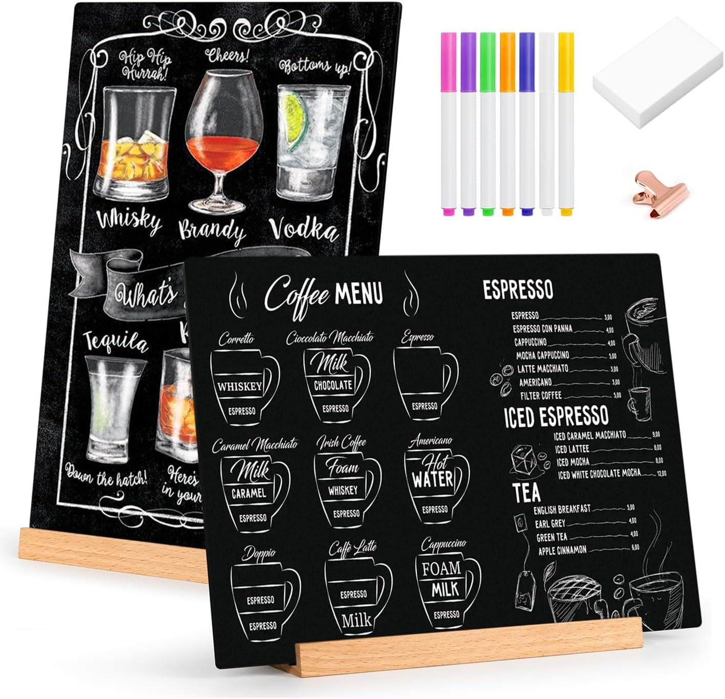 Hidove Tabletop Chalkboard with Wood Stand 2 Pack, 8 12 Inch Double ...