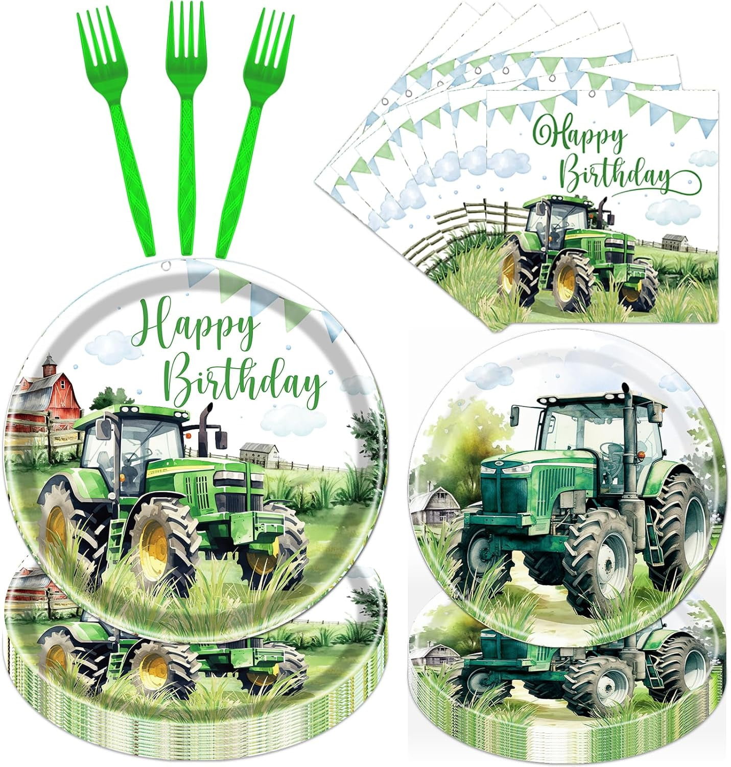 Hidove Tractor Birthday Party Plates Nkins Tableware Set, Tractor ...