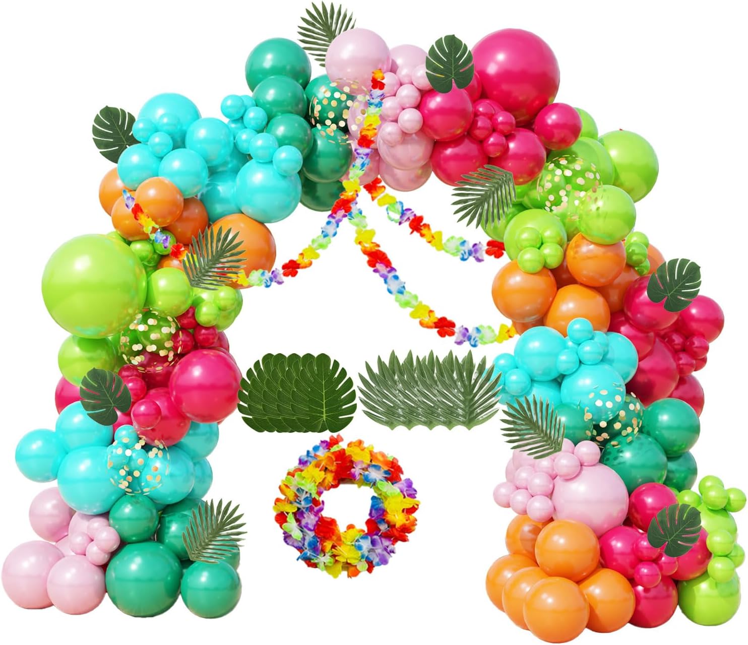 Hidove Tral Balloon Ar Kit 161pcs Hawaiian Theme Rose Gold Confetti ...