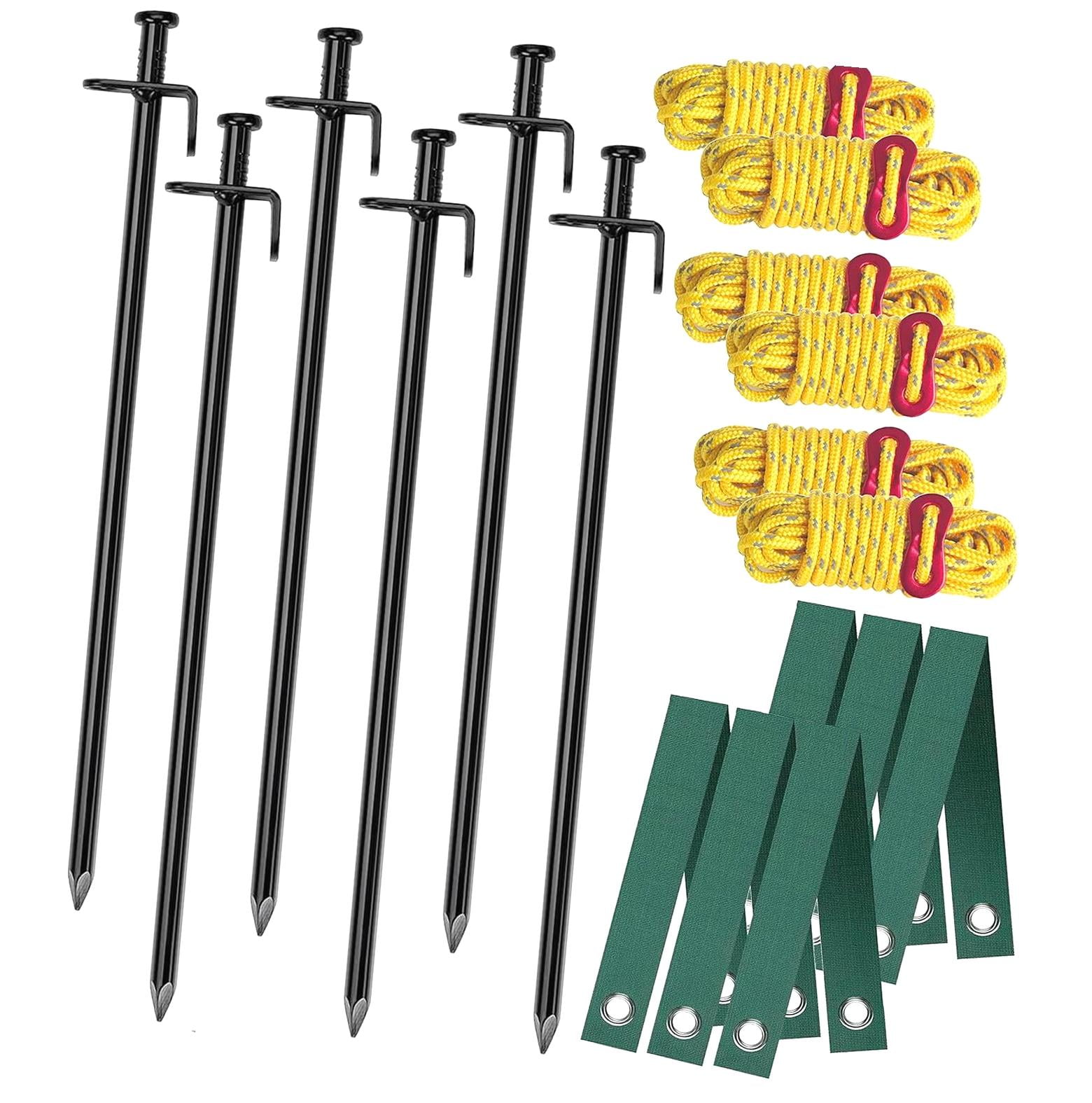 Hidove Tree Support Package - 6 Metal Stakes & Straps, 80ft Reflective ...