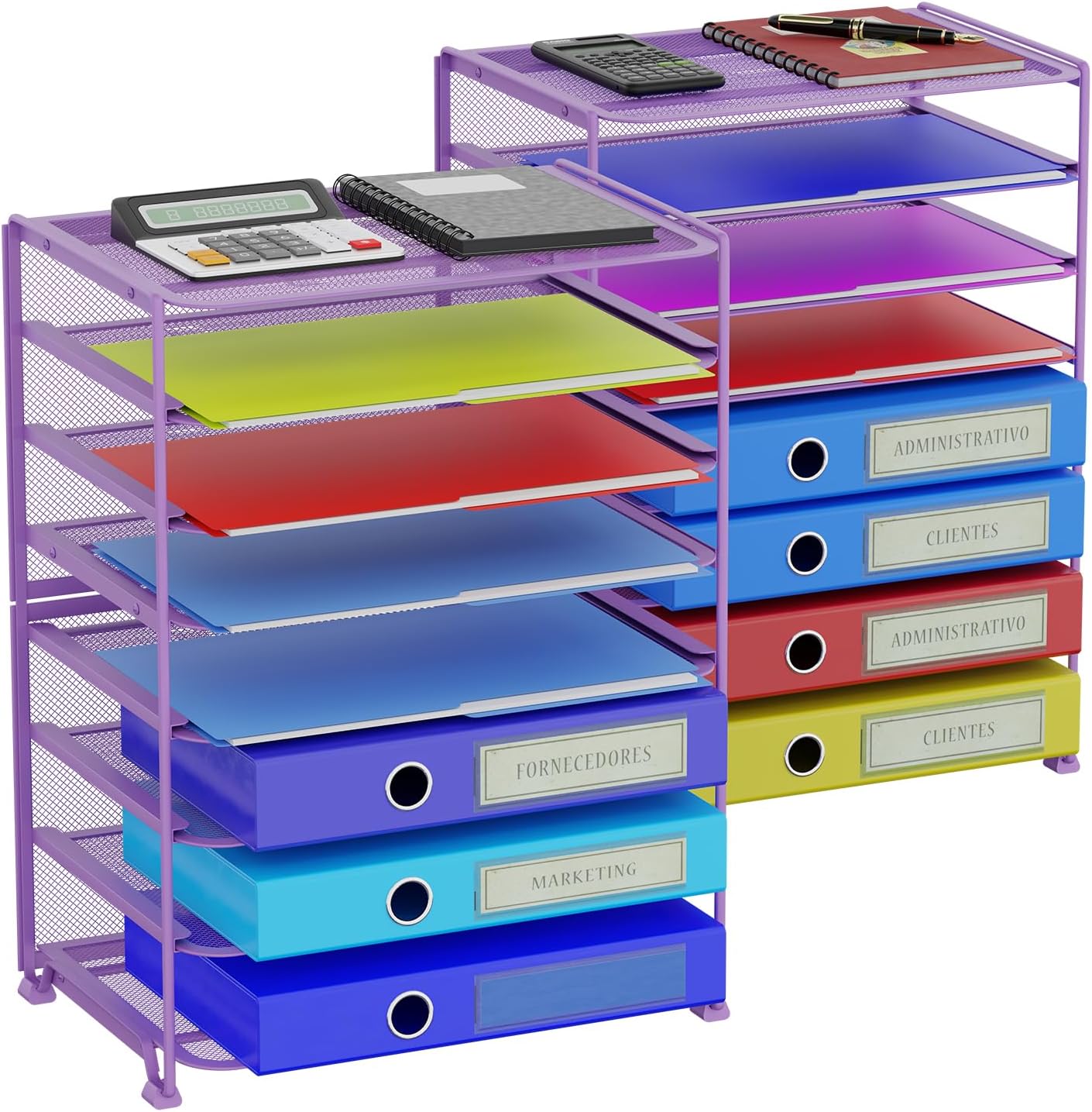 Hidove Trending 2 Pack 8 Tier Letter Tray Paper Desk File Organizer for ...