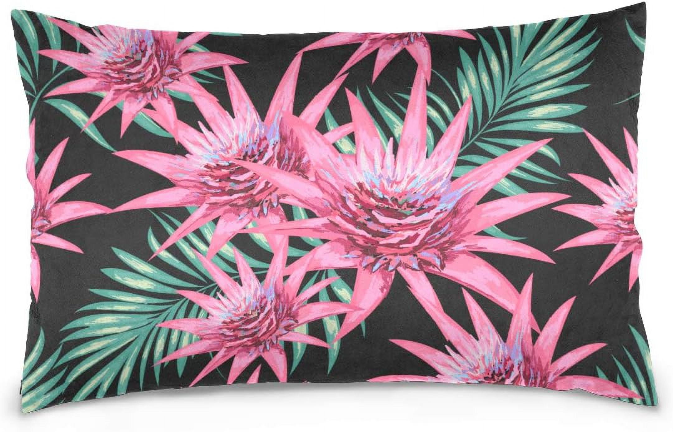 Hidove Tropical Flowers Leaves Velvet Oblong Lumbar Plush Throw Pillow ...