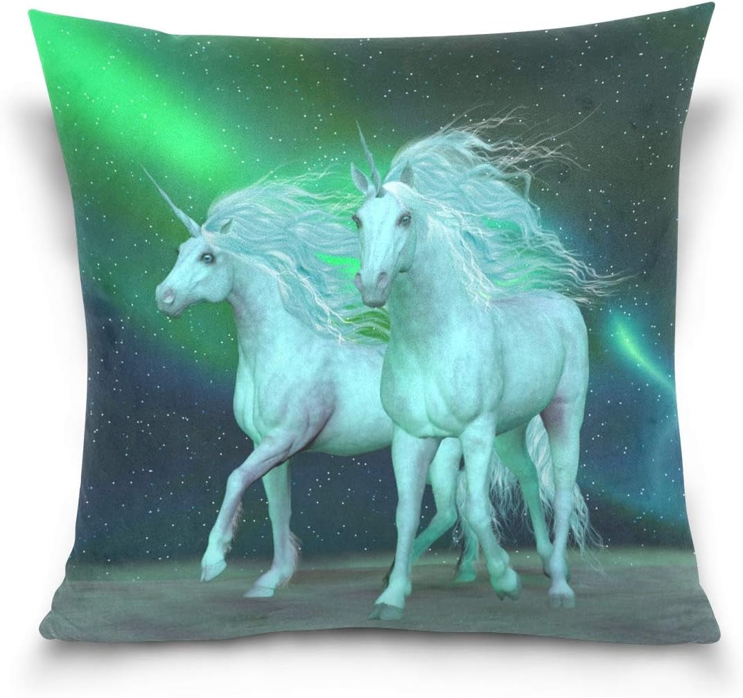 Hidove Unicorns Galaxy Velvet Oblong Lumbar Plush Throw Pillow Cover ...
