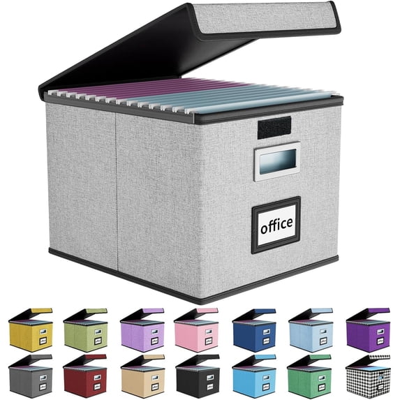 Hidove Upgraded File Organizer Box with Lid, Collapsible Linen Hanging ...