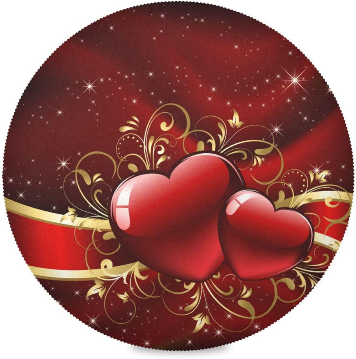 Hidove Valentine's Day Red Hearts Round Placemats Set of 6 Table Mats ...
