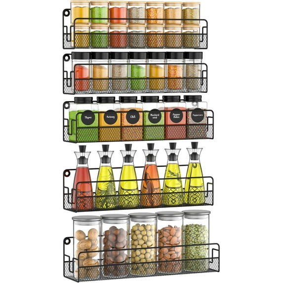 Hidove Wall Mounted Spice Rack Organizer, Pantry Door Organizer Hanging ...