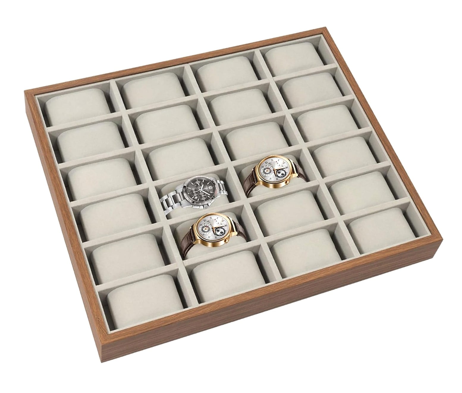 Hidove Watch Display Tray, 24 Grids Jewelry Tray Organizer Flannel ...
