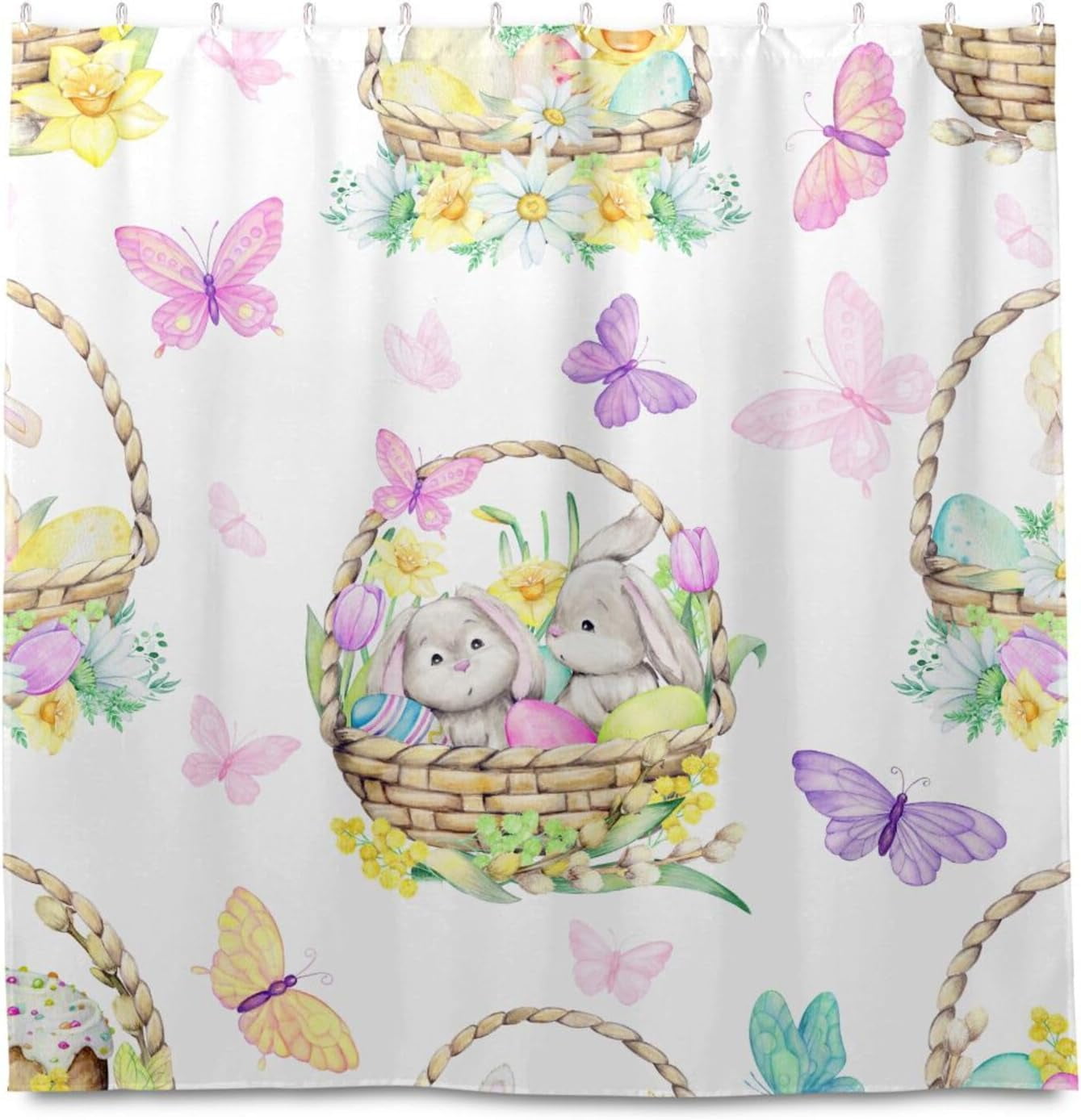 Hidove Watercolor Easter Egg Shower Curtain 72x72 Inch Waterproof