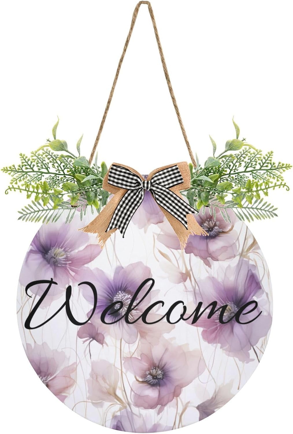 Hidove Watercolor Flowers0 Welcome Sign Front Door Decoration Round ...