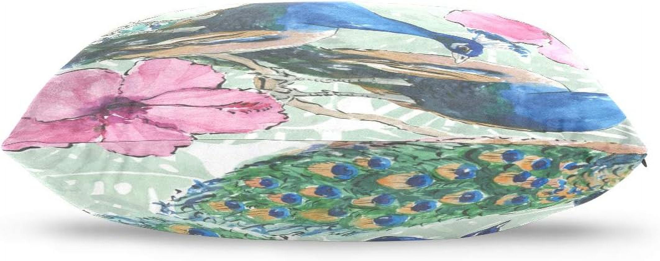 Hidove Watercolor Peacocks Flower Velvet Oblong Lumbar Plush Throw ...