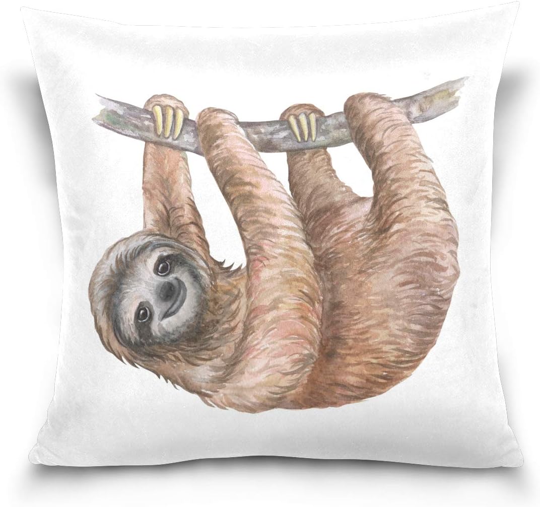 Hidove Watercolor Sloth Hanging Velvet Oblong Lumbar Plush Throw Pillow ...