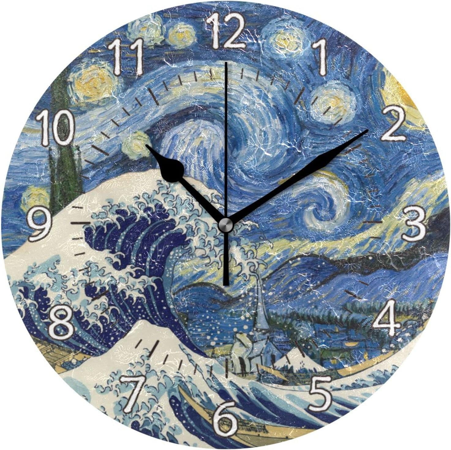 Hidove Wave Stars Wall Clock, Silent Non Ticking 10 Inch Battery ...
