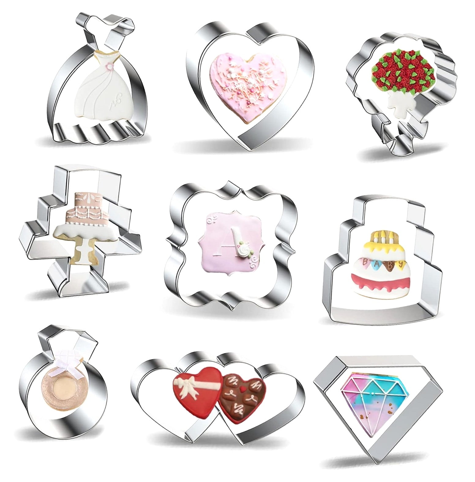 Hidove Wedding Shapes Set for Baking 9-Piece Square Plaque, Wedding ...