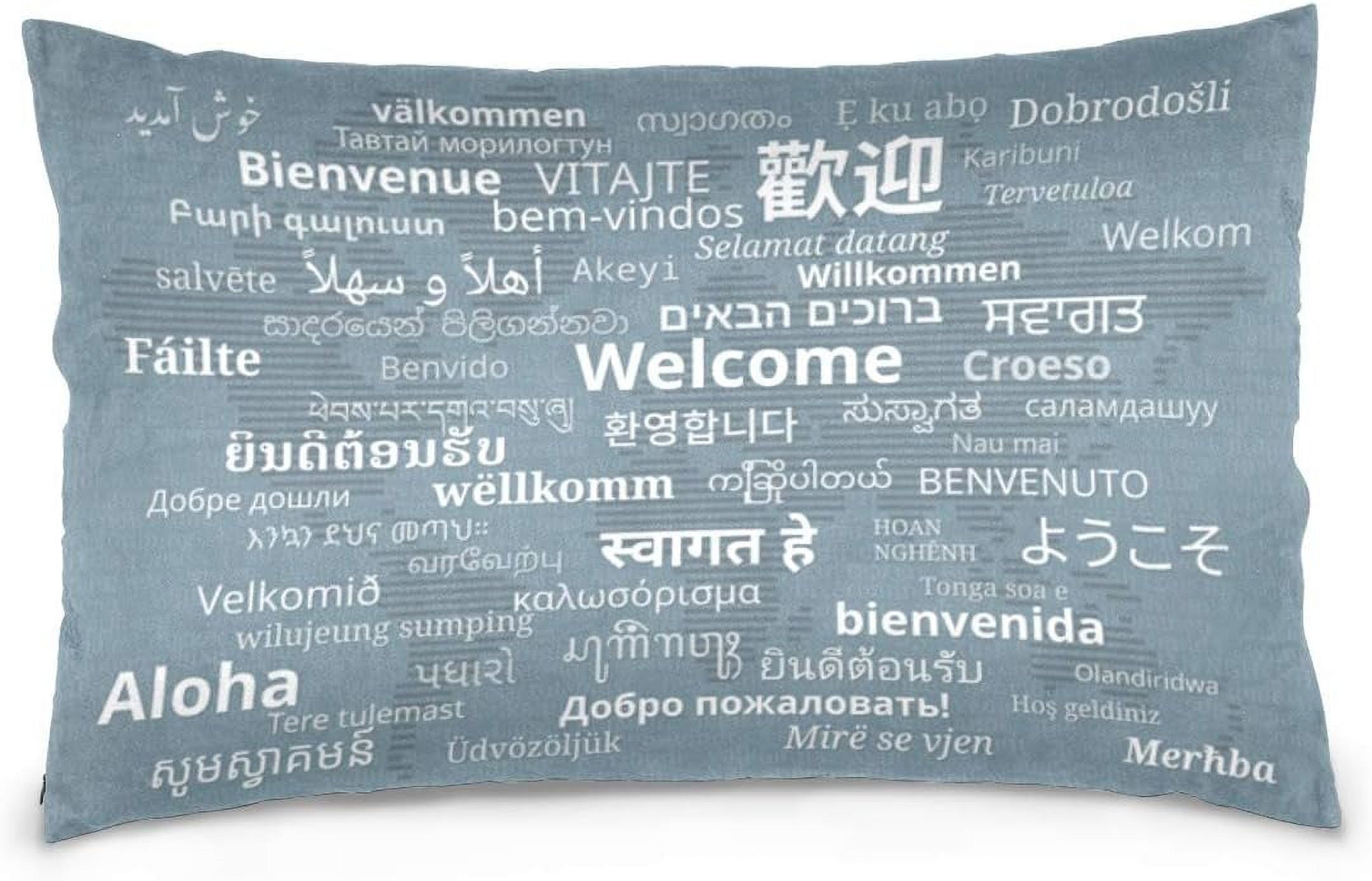 Hidove Welcome Design On Grey Velvet Oblong Lumbar Plush Throw Pillow ...