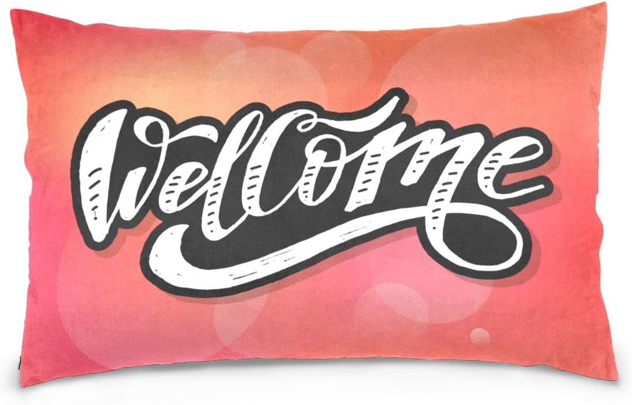 Hidove Welcome Pattern Velvet Oblong Lumbar Plush Throw Pillow Cover ...