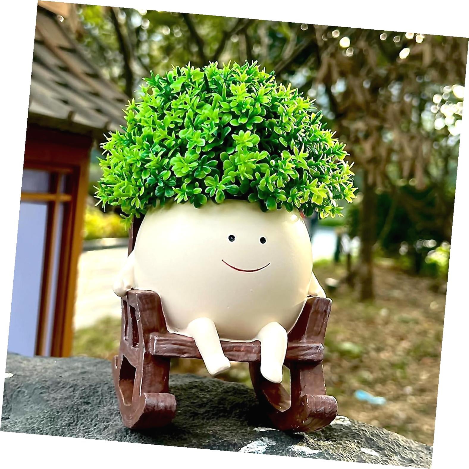 Hidove Whimsical Face Planters, Adorable Rocking Chair Succulent ...