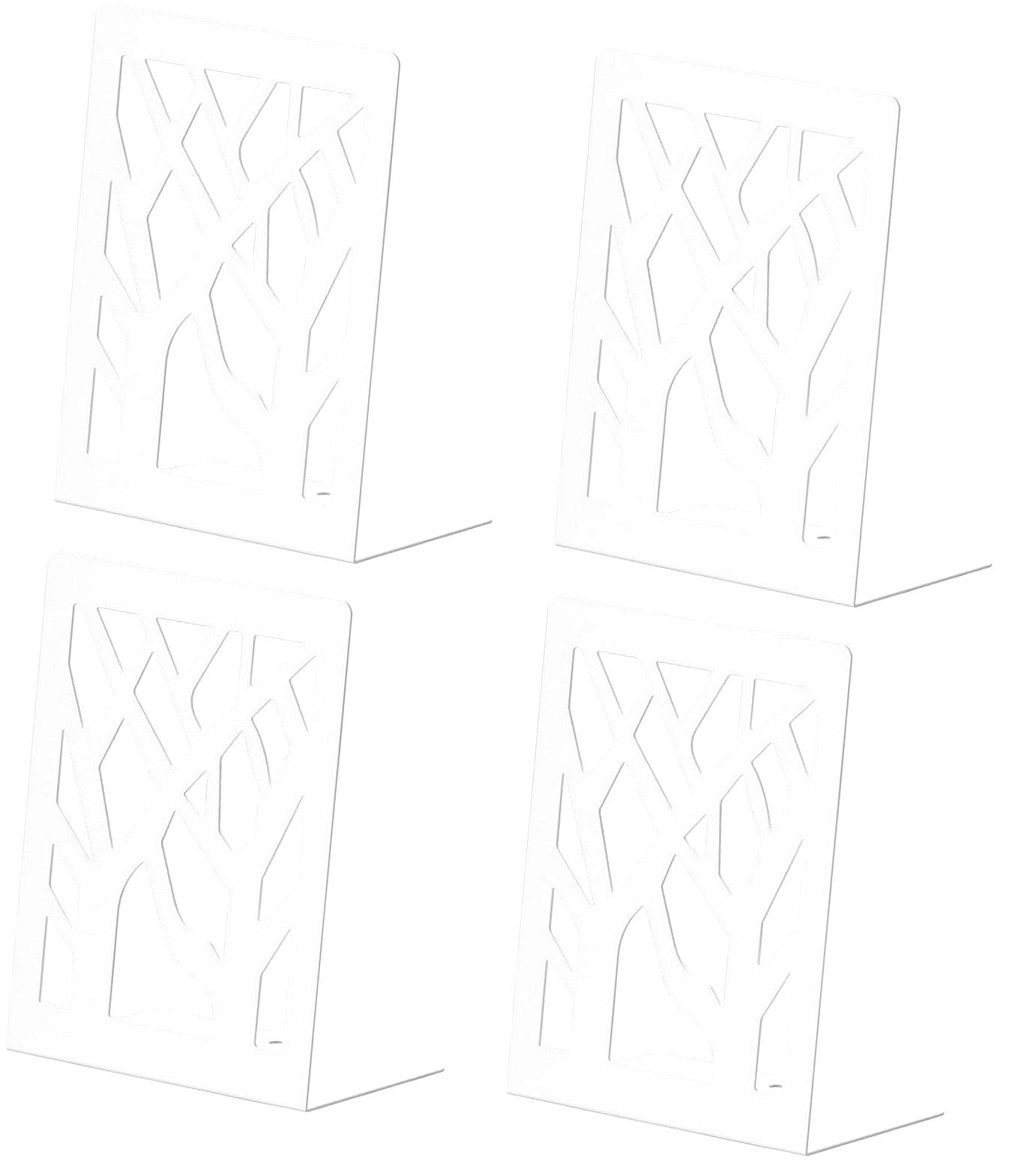 Hidove White Bookend 4-Piece, Tree Design Bookends for Shelves, Metal ...