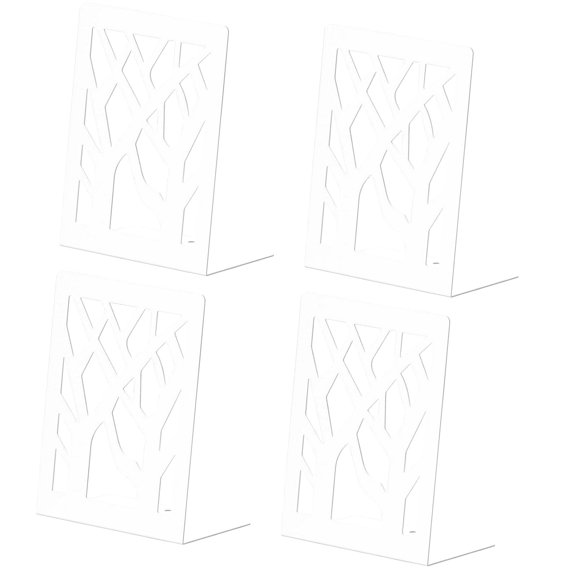 Hidove White Bookend 4-Piece, Tree Design Bookends for Shelves, Metal ...