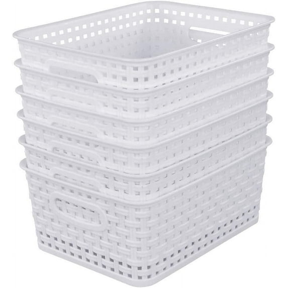 Hidove White Plastic Rattan Storage Baskets, 6 Packs - Walmart.com