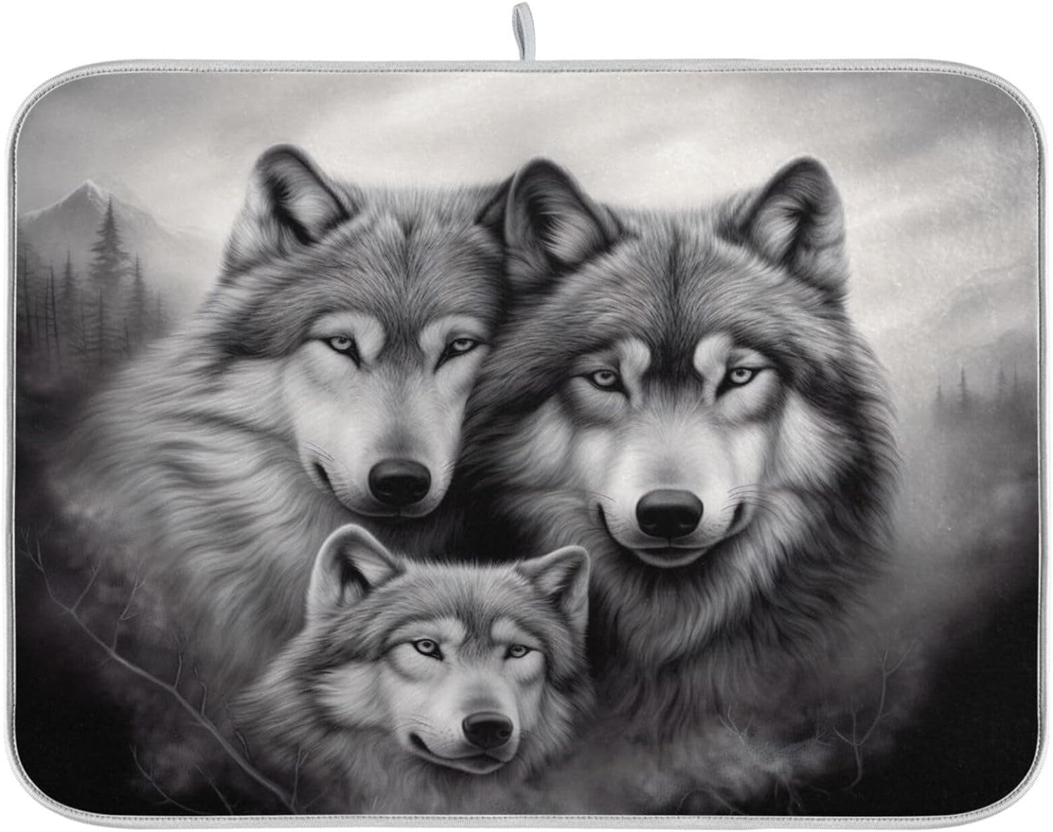 Hidove Wolf Wildlife Dish Drying Mat for Kitchen Counter, Ultra ...