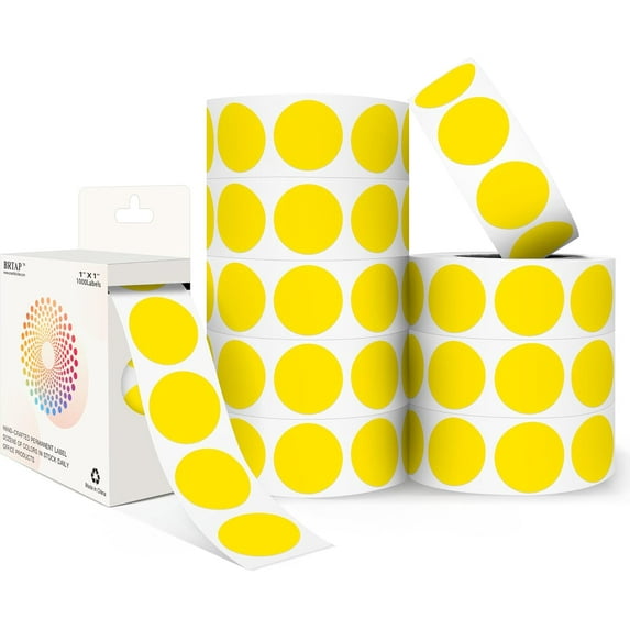 Hidove Yellow 1 Inch Round Color Coding Dot Labels, 10 Rolls 10000 Dot ...