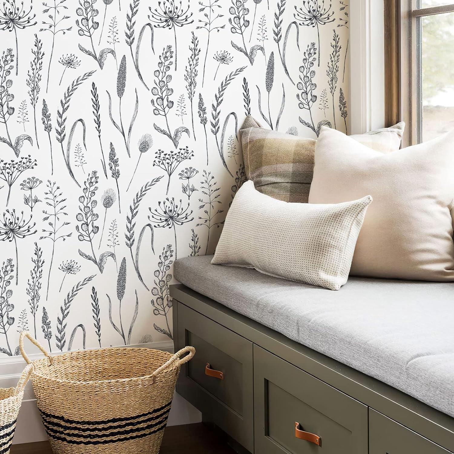 Hidove and Stick Wallpaper Farmhouse Floral Contact Paper Wheat Meadow ...