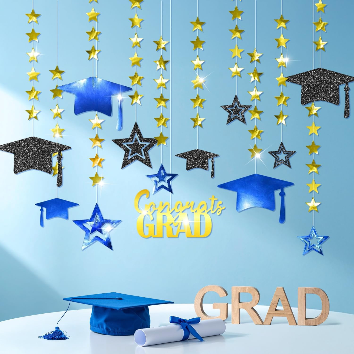 Hidove eerland Graduation Decoration 2025 Gold Grad Garland Kit Blue ...