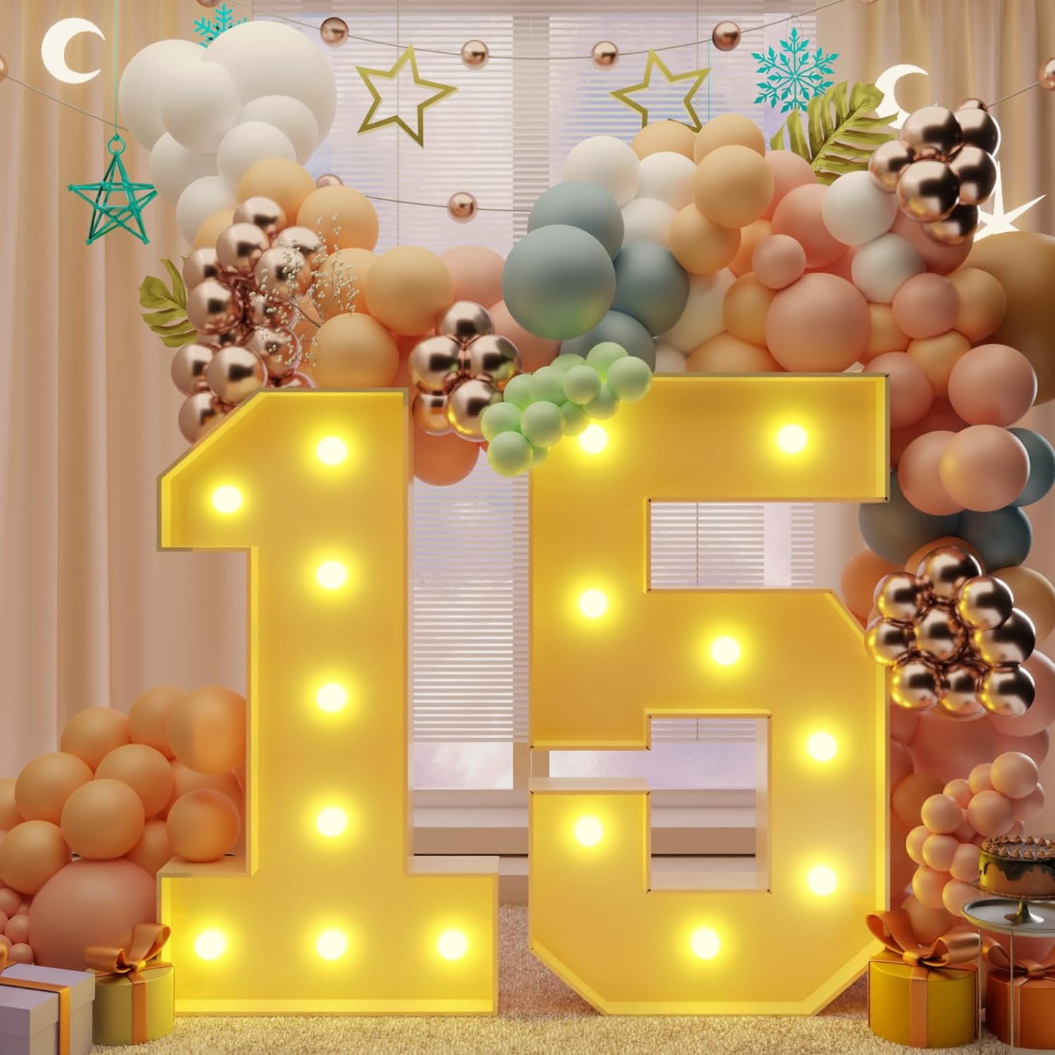 Hidove imV 3FT Marquee Numbers, Light Up 15th Birthday Decorations for ...