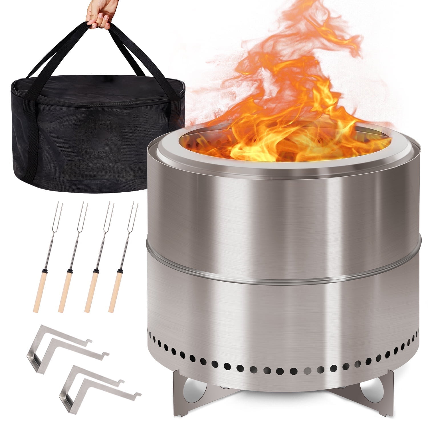 Hidpriva 19.5 inch Smokeless Fire Pit for Patio and Outdoor, 304 ...
