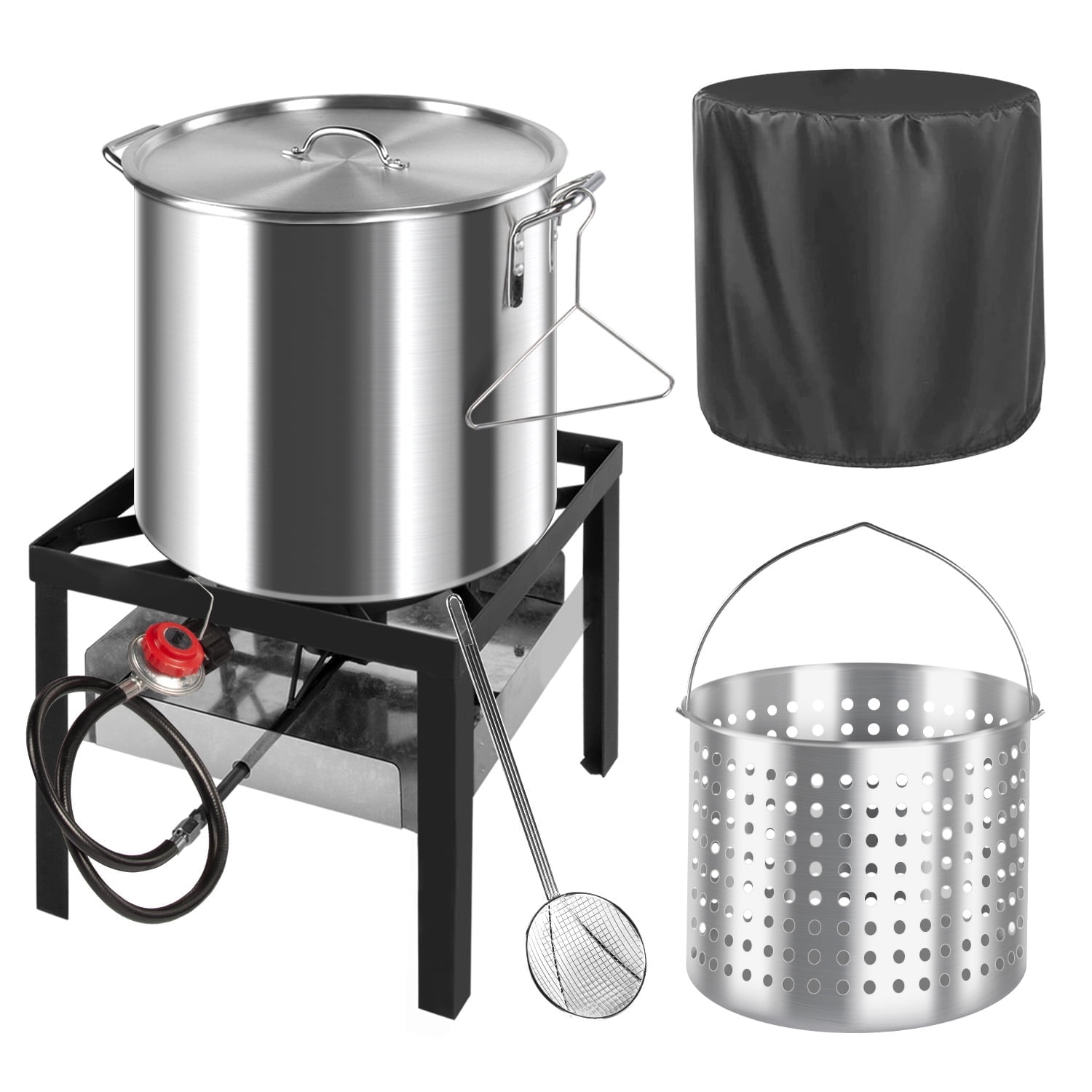 Hidpriva 60QT Aluminum Crawfish Boiler Kit w/ 110,000BTU Propane Burner ...