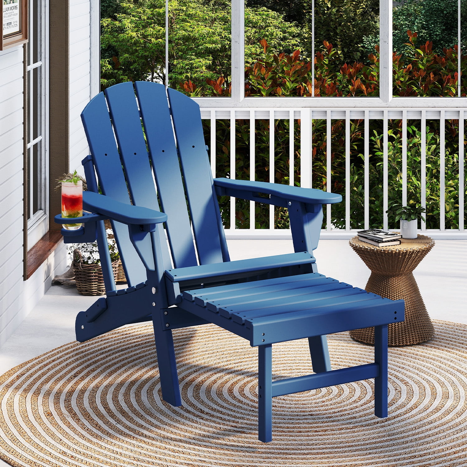 Hidpriva Folding HDPE Adirondack Chair with Adjustable Backrest ...