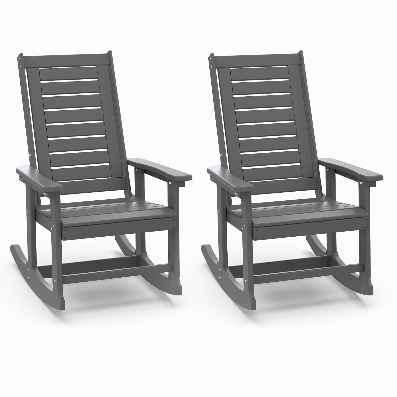 Hidpriva Outdoor Rocking Chair, Oversized HDPE Weather Resistant Porch ...