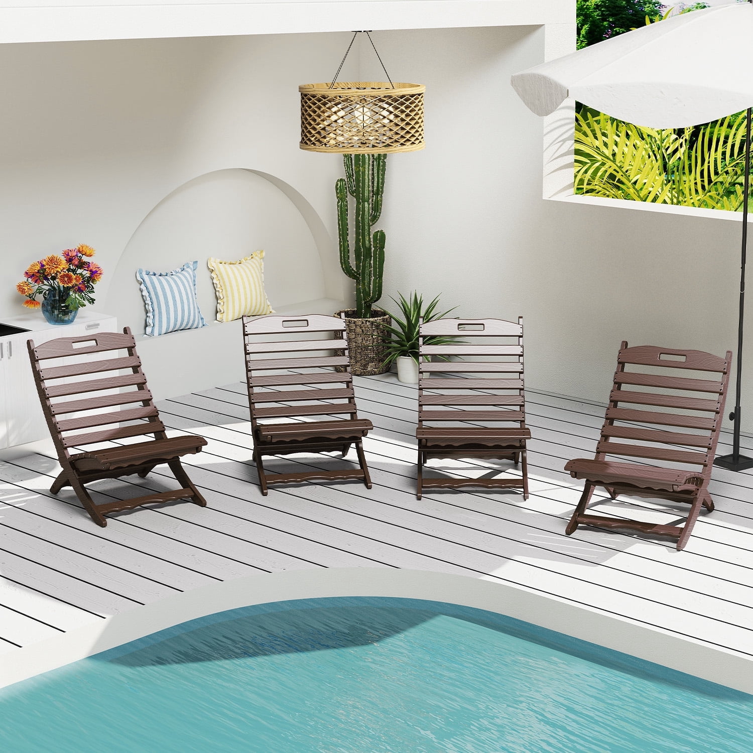 Hidpriva Portable All-Weather Resistant Xavier-Chairs Set of 4 HDPE ...