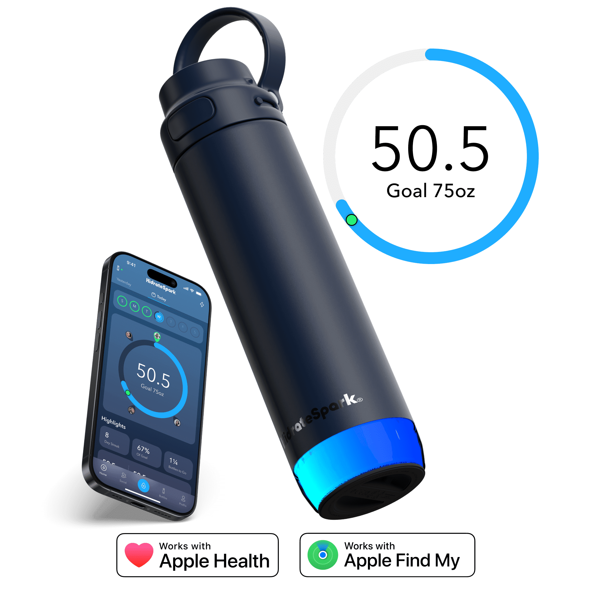 HidrateSpark PRO 2 21 oz Smart Hydration Tracking Water Bottle - Chug ...