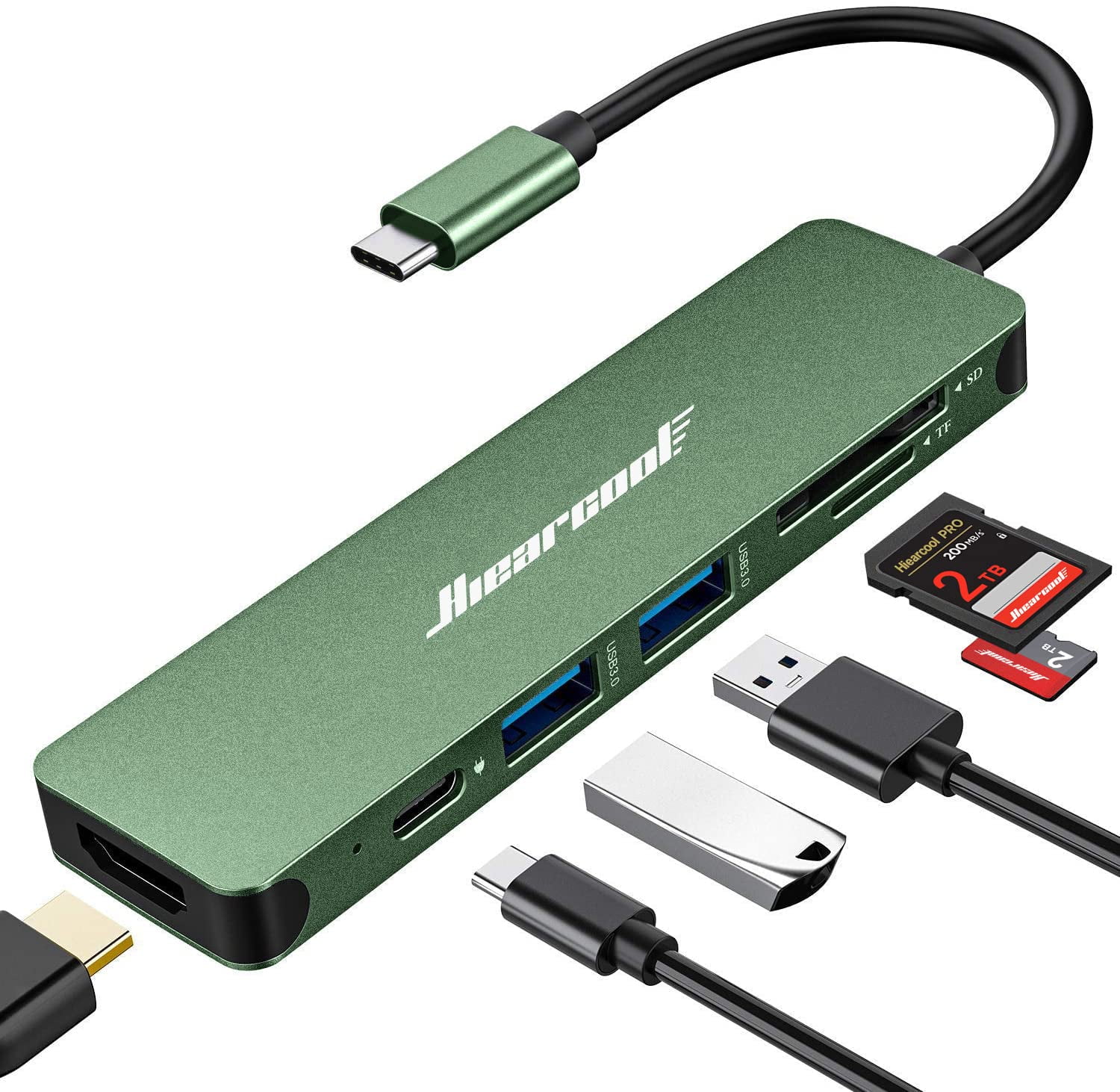 Hiearcool USB C Hub, USB-C Adapter, 7 in 1 USBC to HDMI Multi-Port ...