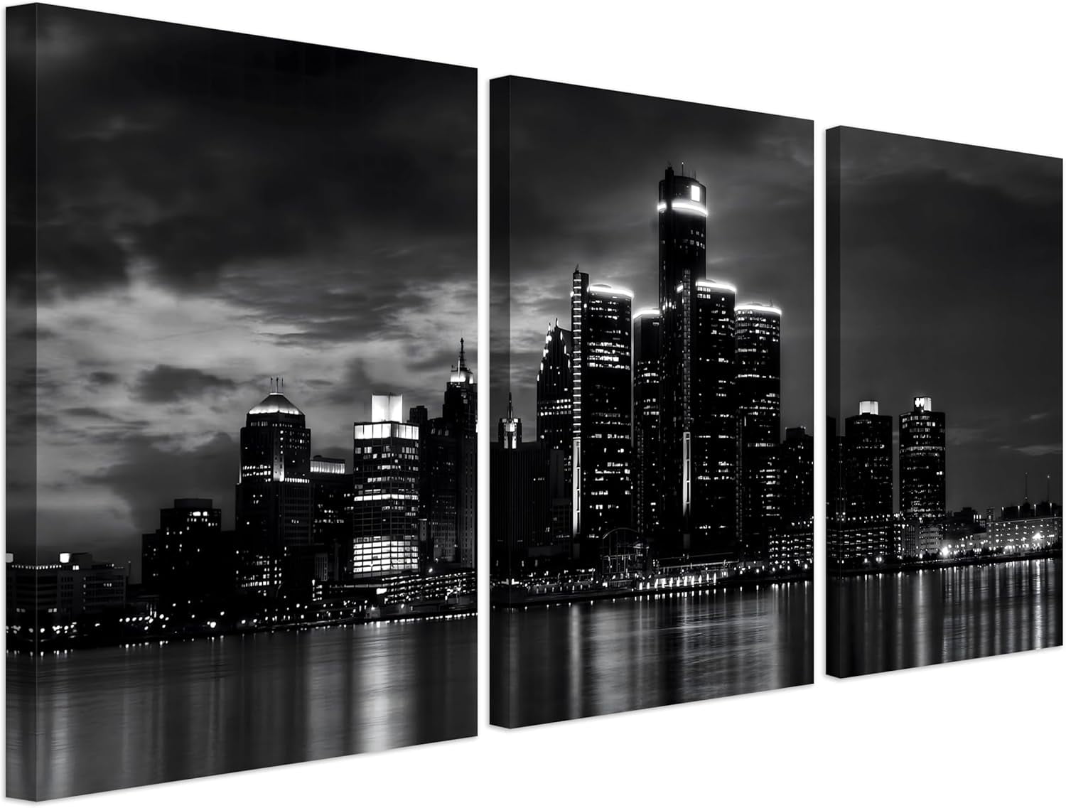 Hieng 3 Pcs Wall Art Dallas Skyline Black & White Canvas Art Paintings ...