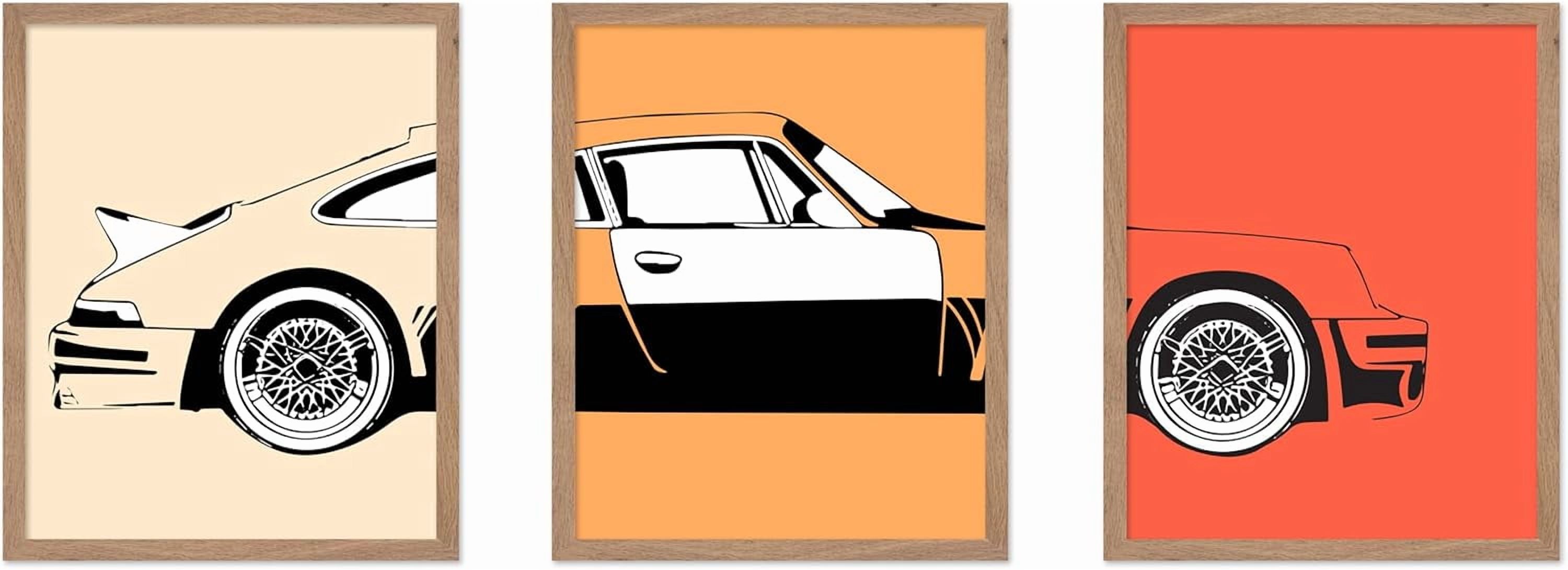 Hieng 3Piece Car Poster Retro Automobile Print Car Enthusiast Art Chic ...