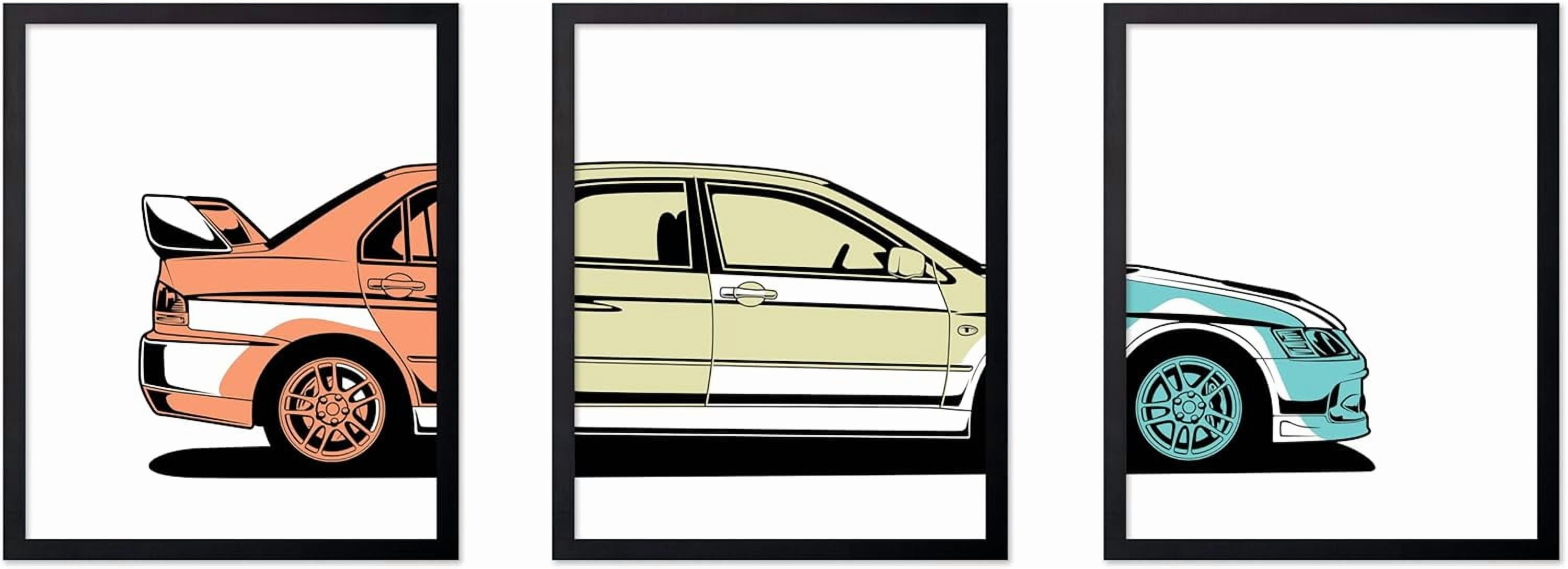 Hieng 3Piece Car Poster Retro Automobile Print Car Enthusiast Art Chic ...
