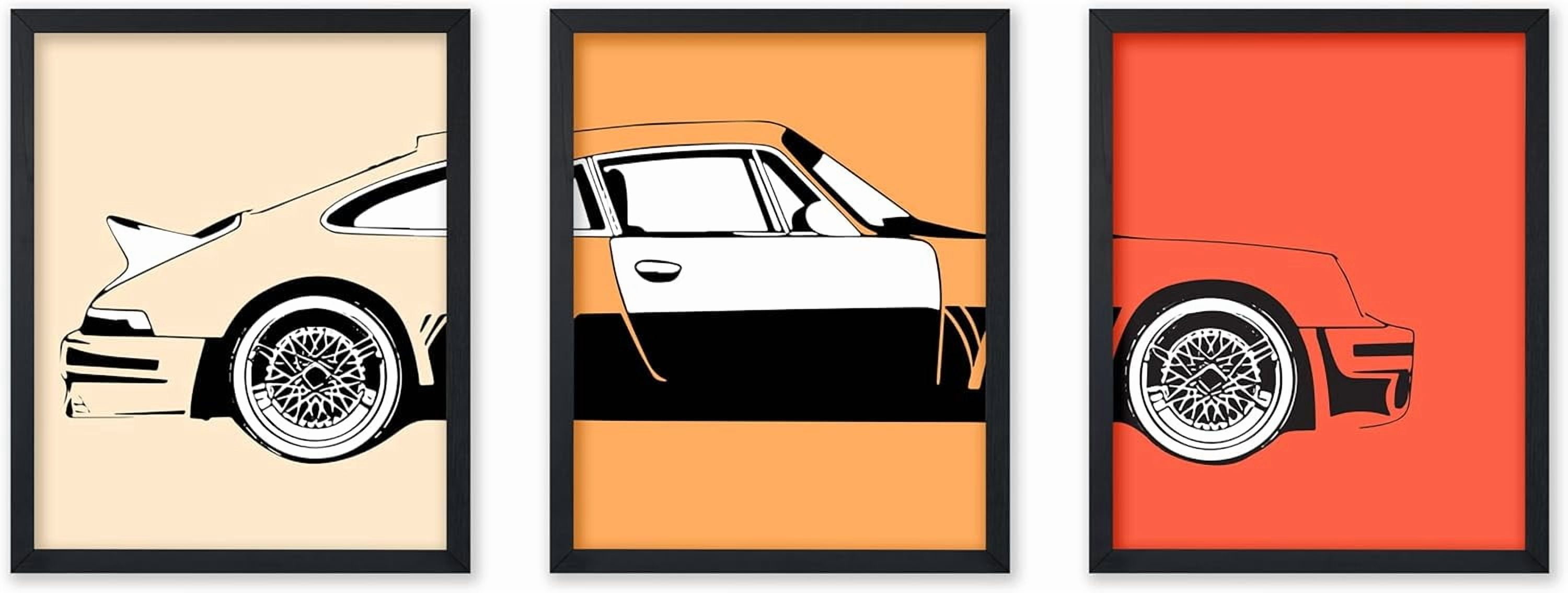 Hieng 3Piece Car Poster Retro Automobile Print Car Enthusiast Art Chic ...