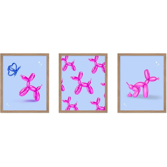 Hieng 3Piece Dog Print Balloon Poster Modern & Pop Art Butterfly Wall ...