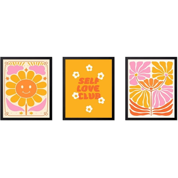 Hieng 3Piece Maintain Balance Print Retro Flower Poster Sun Art ...