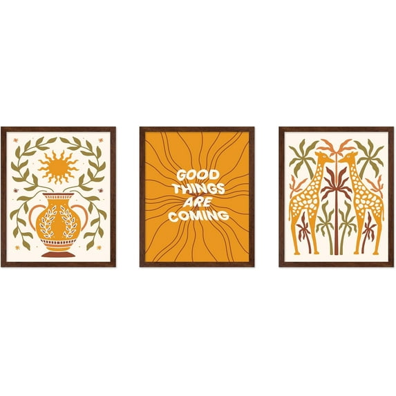 Hieng 3Piece Maintain Balance Print Retro Flower Poster Sun Art ...