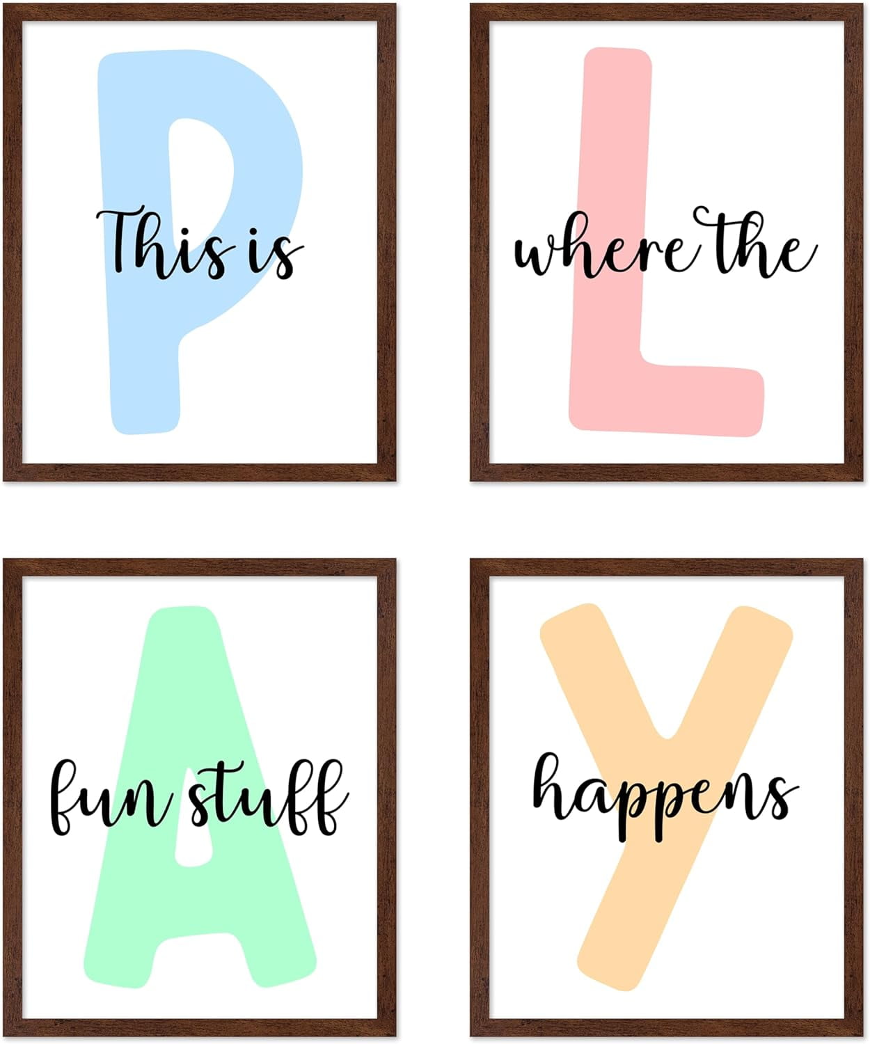 Hieng 3Piece Play All Day Poster Rainbow Print Sun Art Clouds ...